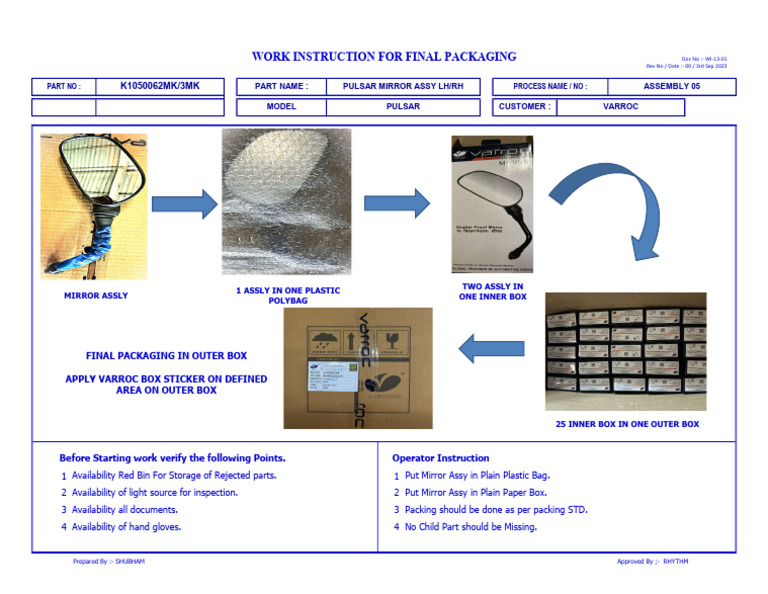 Final Packaging Work Instruction for Pulsar Mirror Assembly | PDF