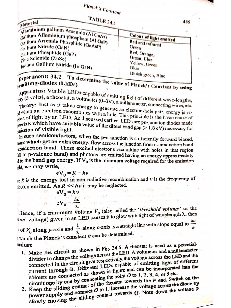 Planck Constant Using LED | PDF