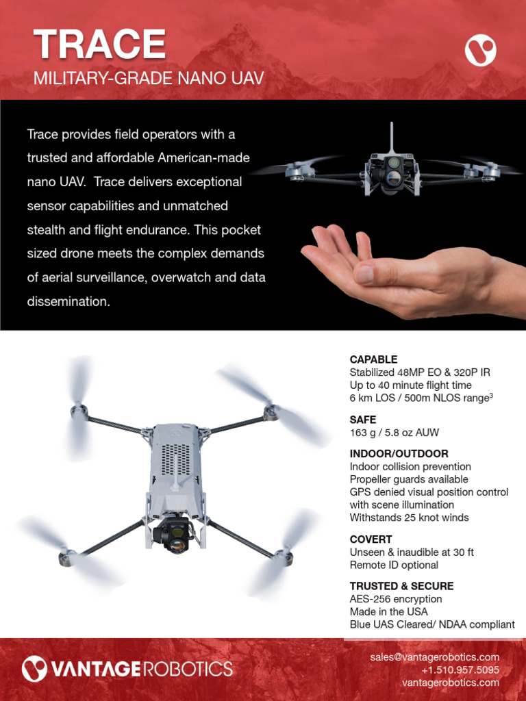 U - Trace UAV Spec Sheet - Un | PDF | Unmanned Aerial Vehicle | Aviation