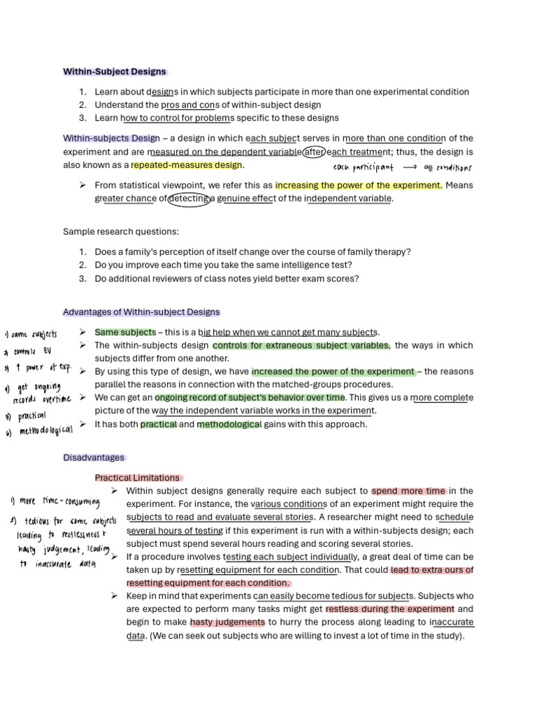 Within Subject Designs, Single Subject Design | PDF | Experiment ...