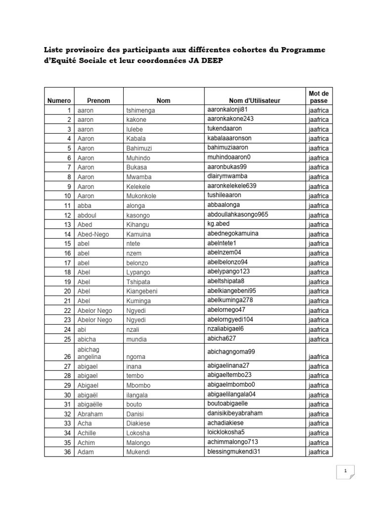 Participants List for JA DEEP Program | PDF