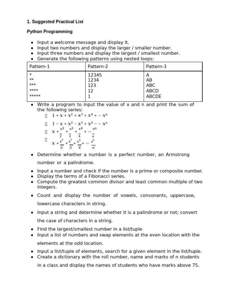 Computer Science SrSec 2025-26-PRACTICALS | PDF | Numbers | Computing