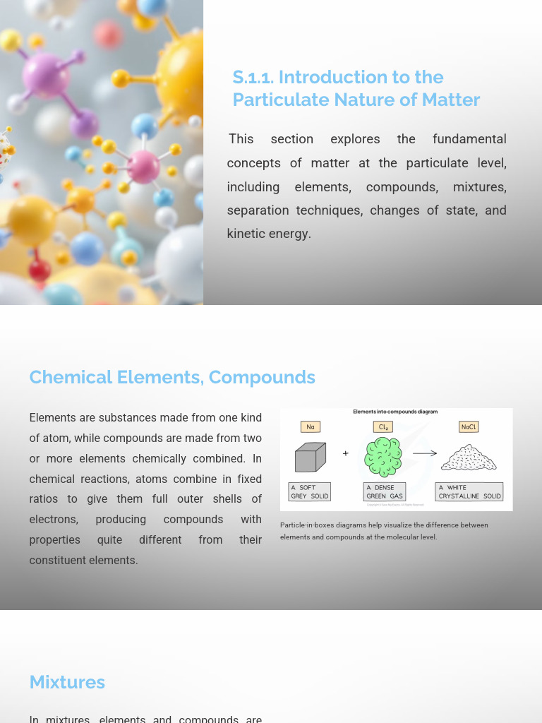 S1.1. Introduction To The Particulate Nature of Matter | PDF | Mixture ...