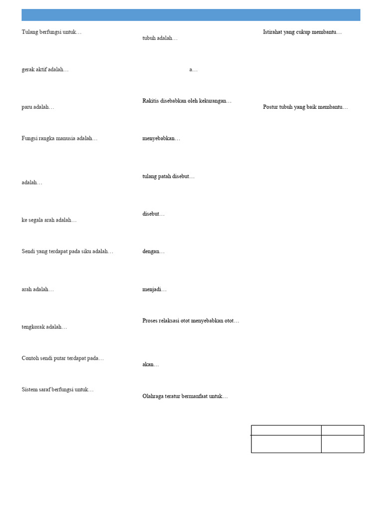 Soal Ulangan IPAS Bab 1 Sistem Gerak | PDF