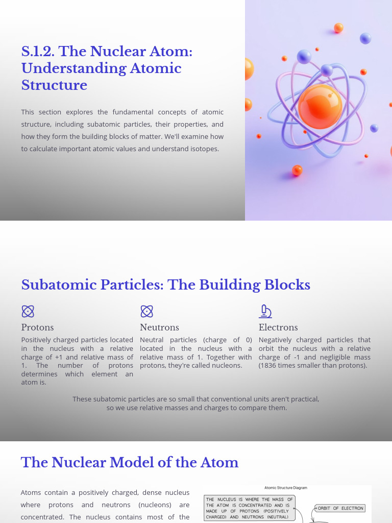 S1.2. The Nuclear Atom Understanding Atomic Structure | PDF | Atomic ...