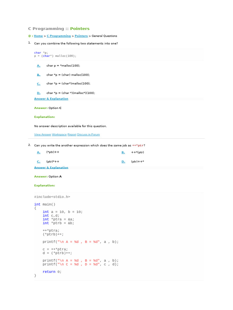C Questions - Collection 3 | PDF | Pointer (Computer Programming) | Integer (Computer Science)