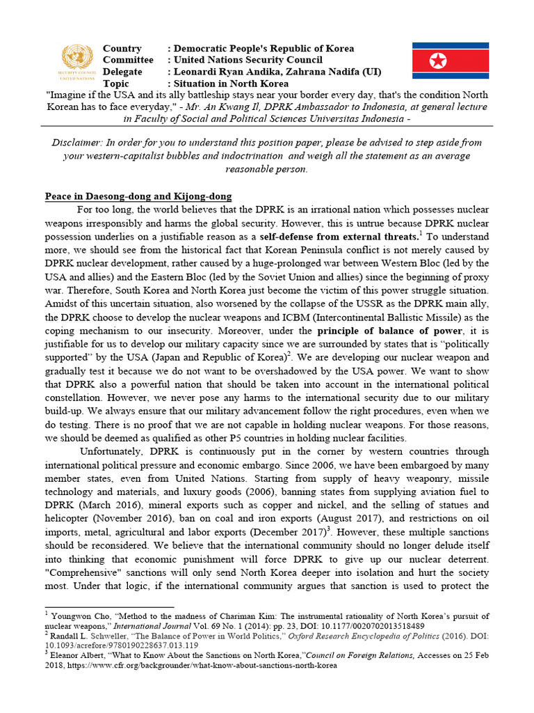 Unsc DPRK Bandungmun 2018 | PDF | North Korea | World Politics