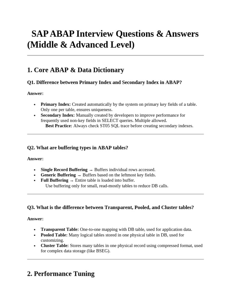 ? SAP ABAP Interview Questions Gunjan | PDF | Method (Computer ...
