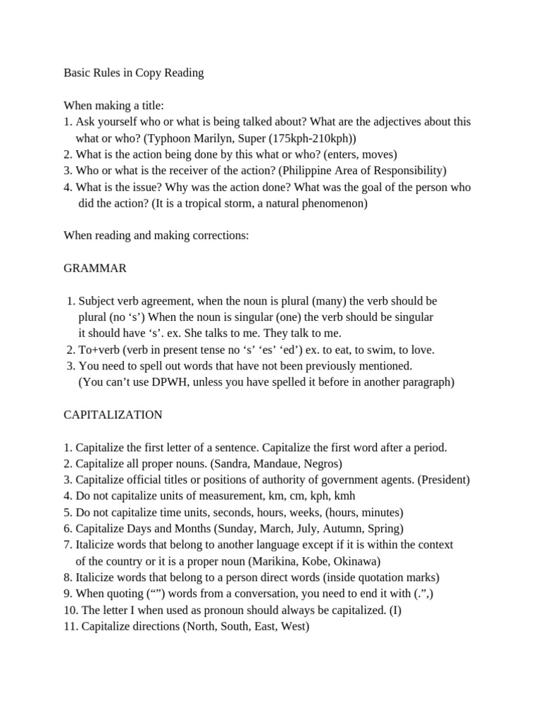 Essential Copy Reading Guidelines | PDF