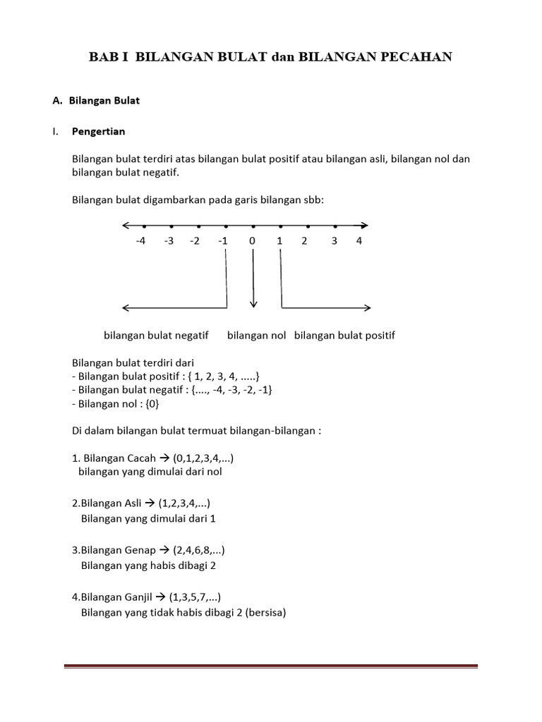 3_bab i Bilangan Bulat Dan Bilangan Pecahan | PDF