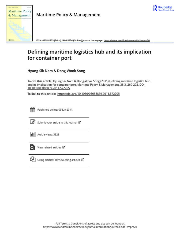 Hyung Sik Nam Defining Maritime Logistics Hub and Its Implication For ...