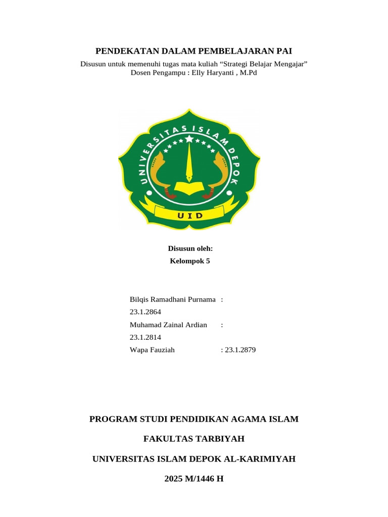 Kel 5 Pendekatan Pembelajaran Pai | PDF