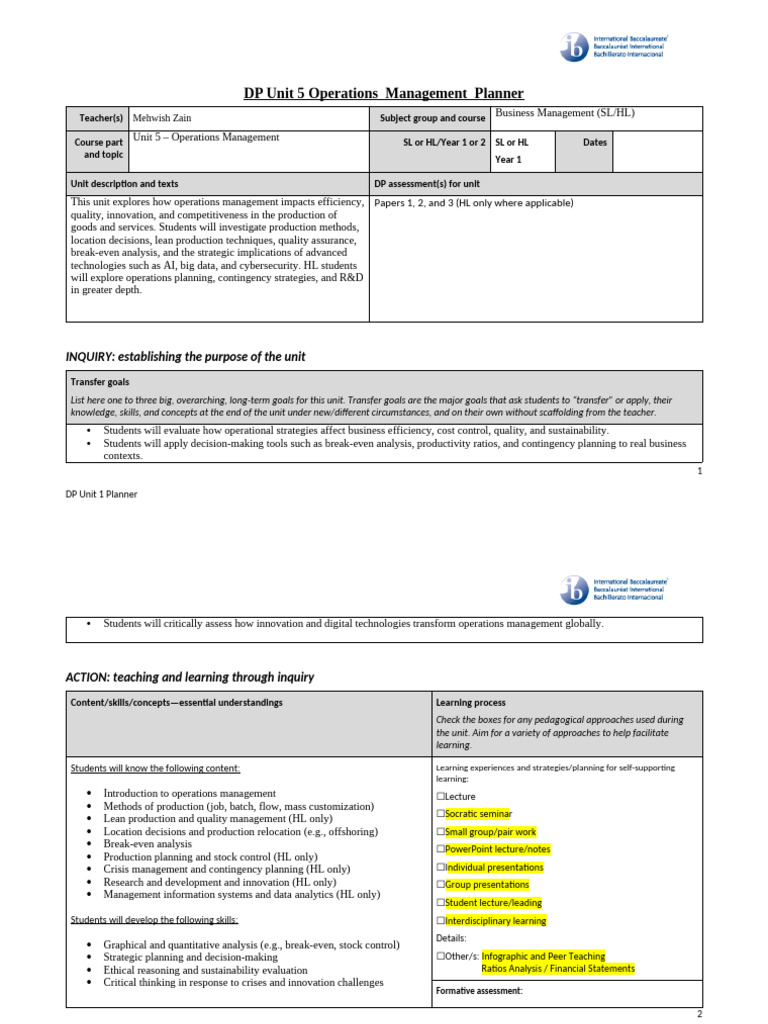 Unit 5 Operations Management | PDF | Operations Management | Human ...