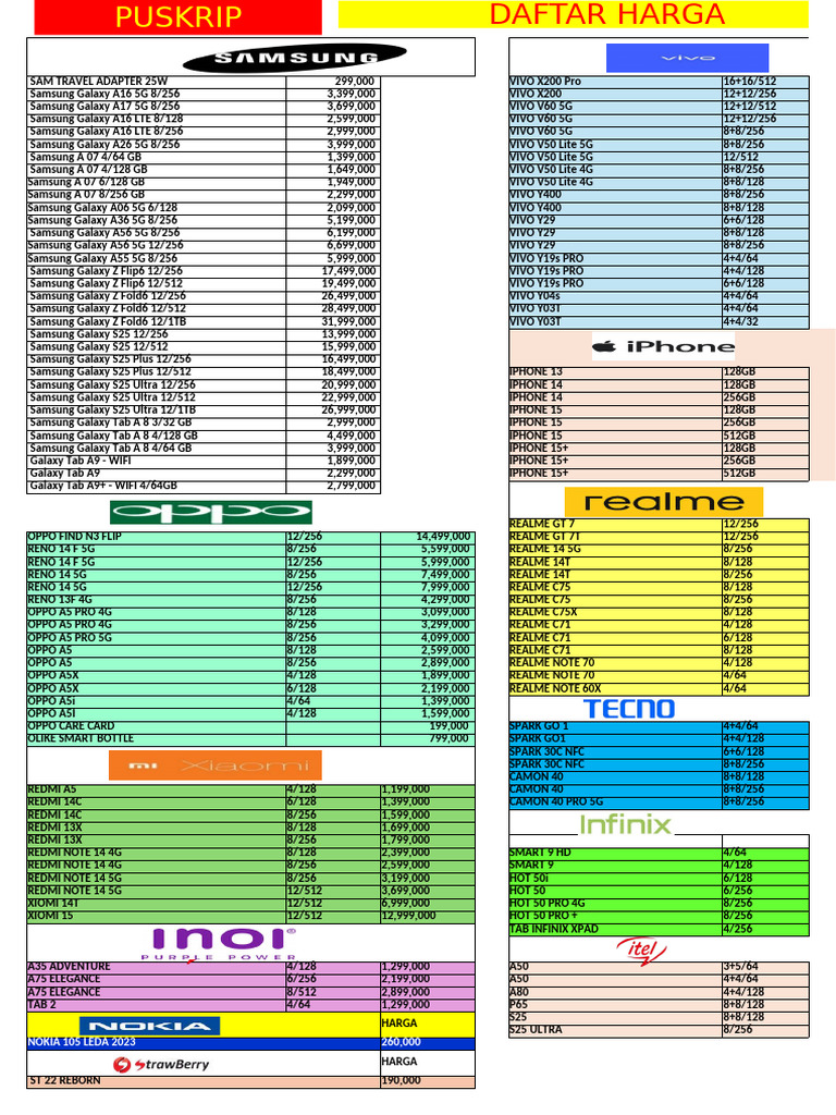 Price List HP 12 September | PDF | Yo telefono | Teléfonos móviles