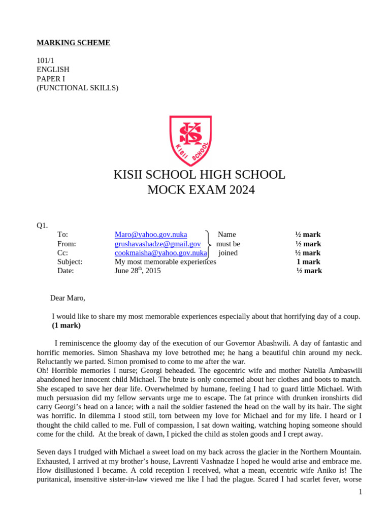 Eng Pp1 Marking Scheme 2 | PDF | Nonverbal Communication | Human ...