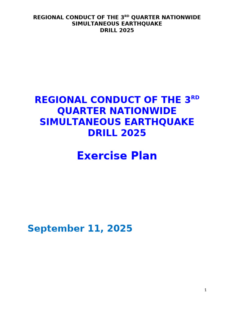 2025 Nationwide Earthquake Drill Plan | PDF | Emergency Evacuation ...