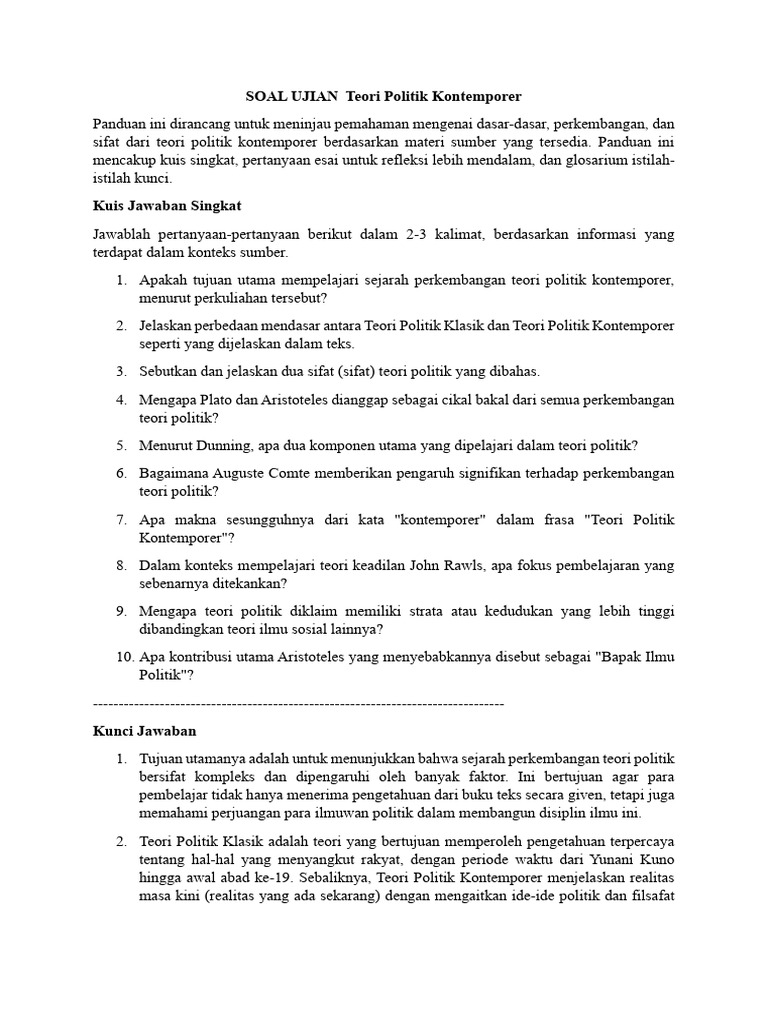 Panduan Teori Politik Kontemporer | PDF