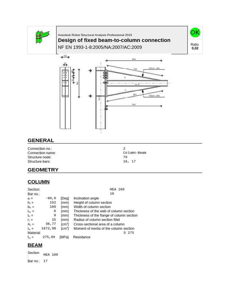 Fixed Beam-Column Connection Design | PDF | Beam (Structure) | Solid ...