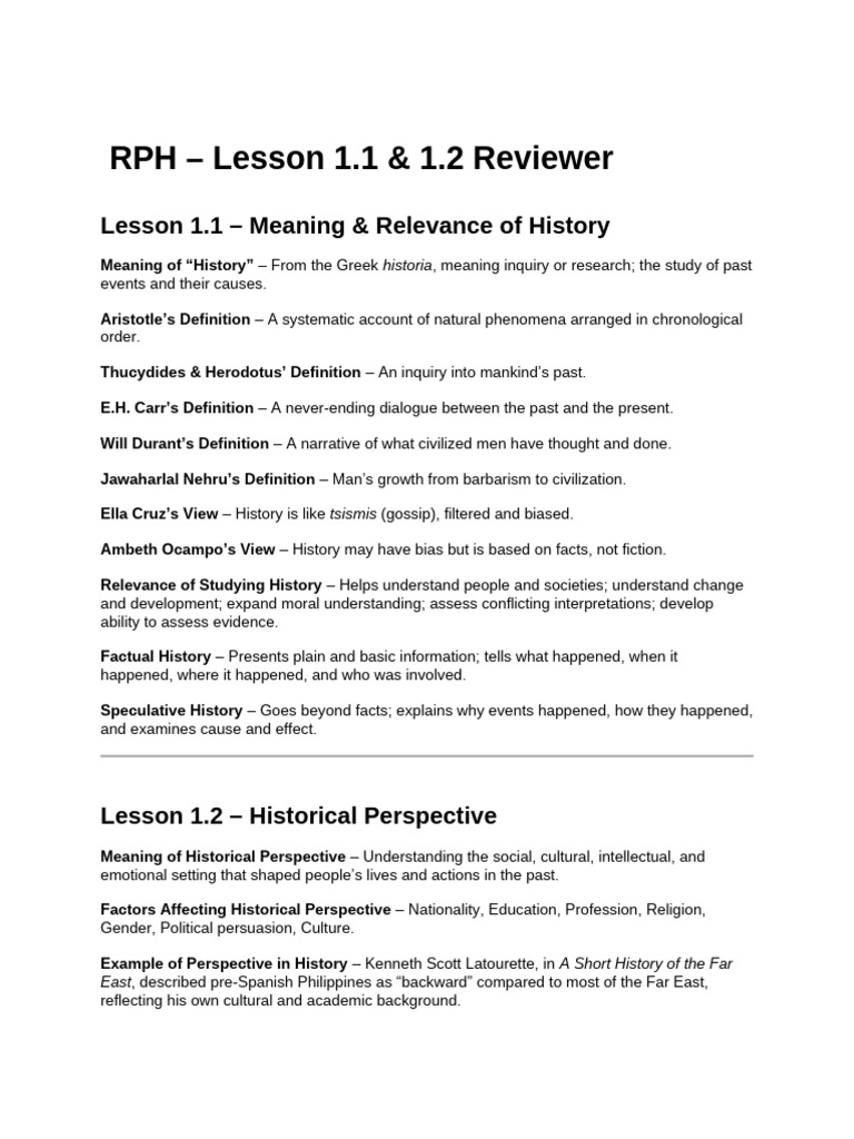 ? RPH - Lesson 1 | PDF