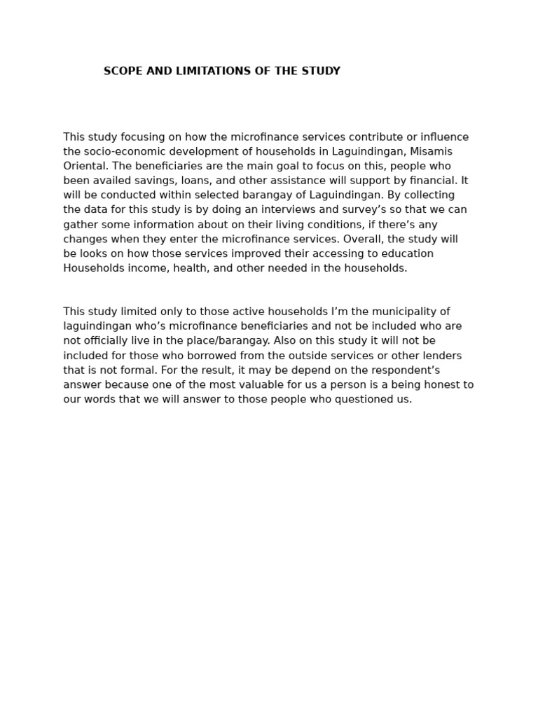 Scope and Limitations of The Study | PDF