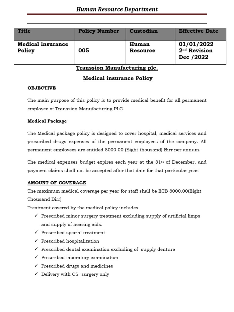 Medical Insurance Policy Overview | PDF | Prescription Drugs | Medicine