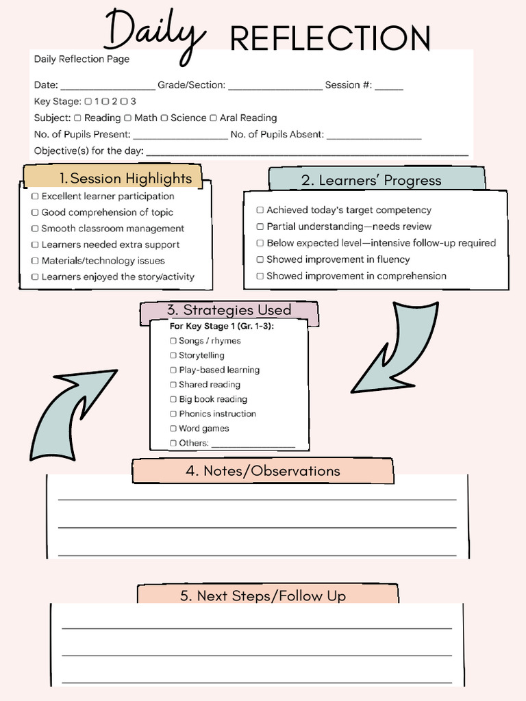 Pastel Greyscale Daily Reflection Worksheet | PDF