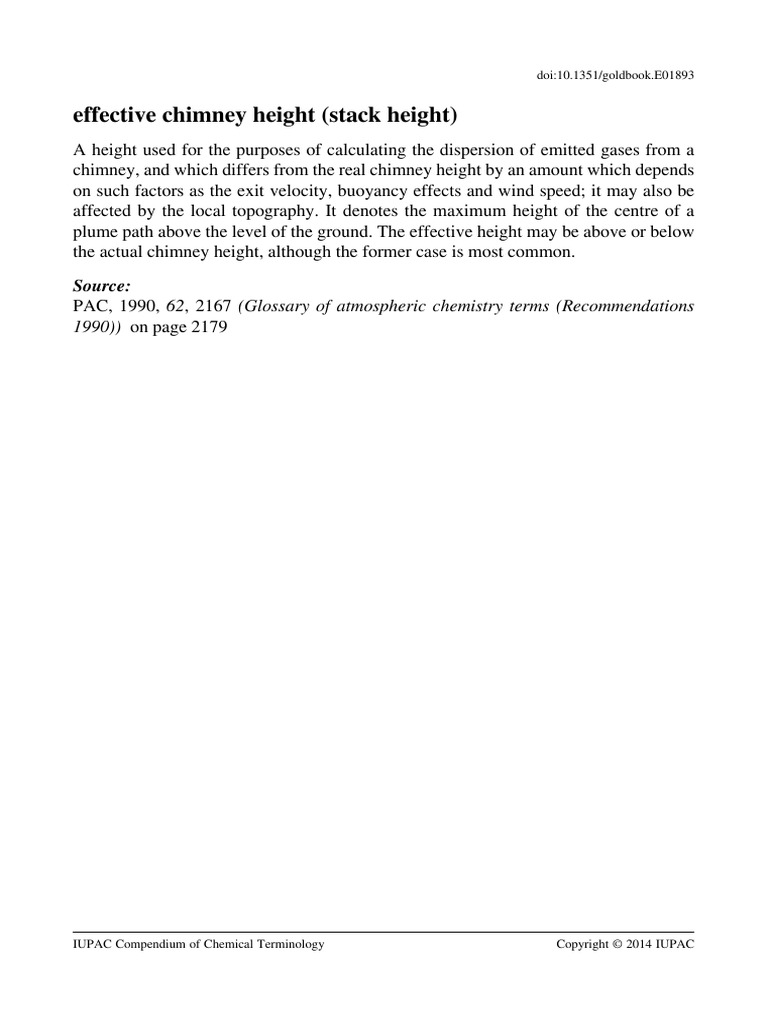 Effective Chimney Height (Stack Height) : Source | PDF
