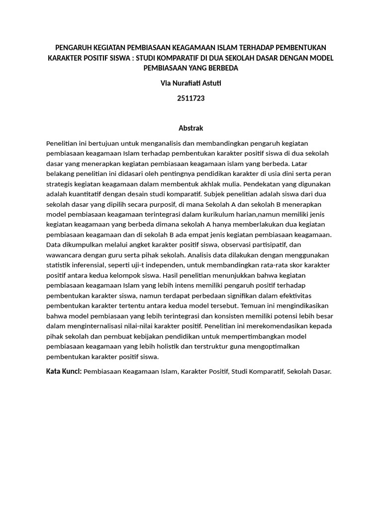 Rancangan Abstrak Tesis Via | PDF