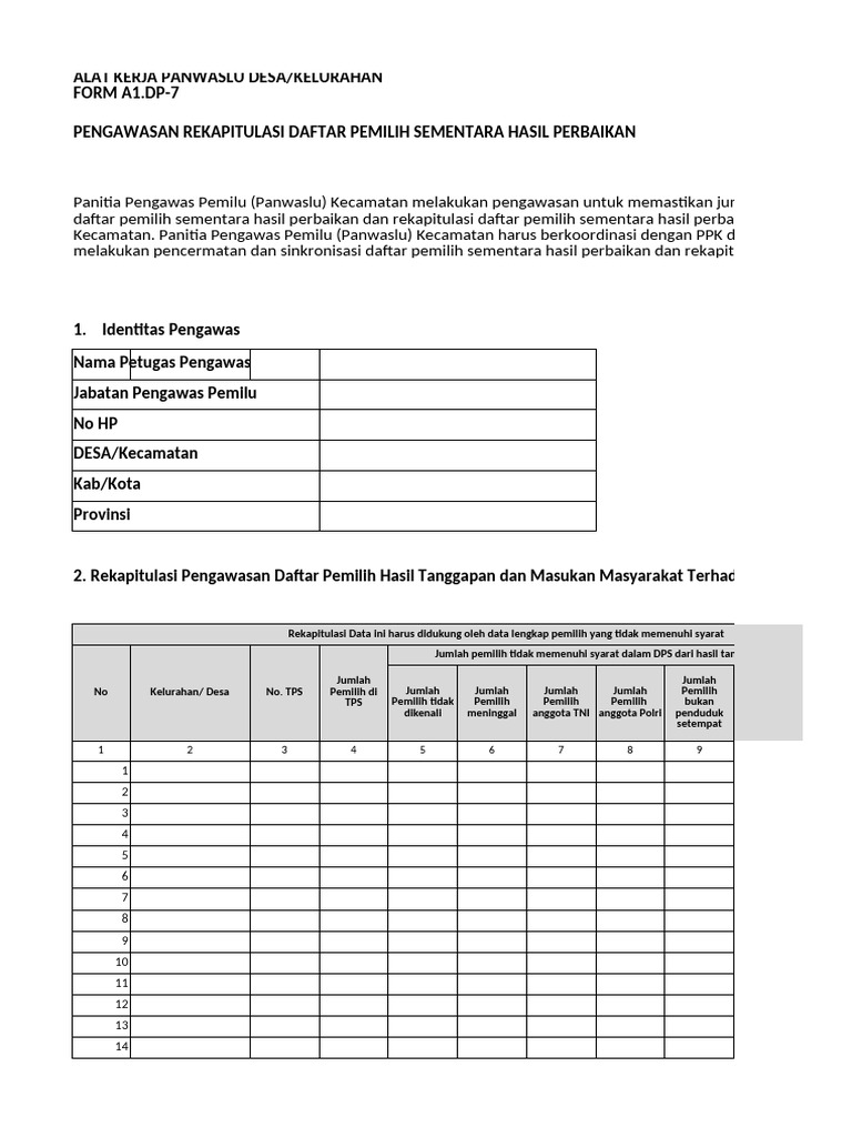 2. Form a1.Dp-7 Desa - Pkd | PDF