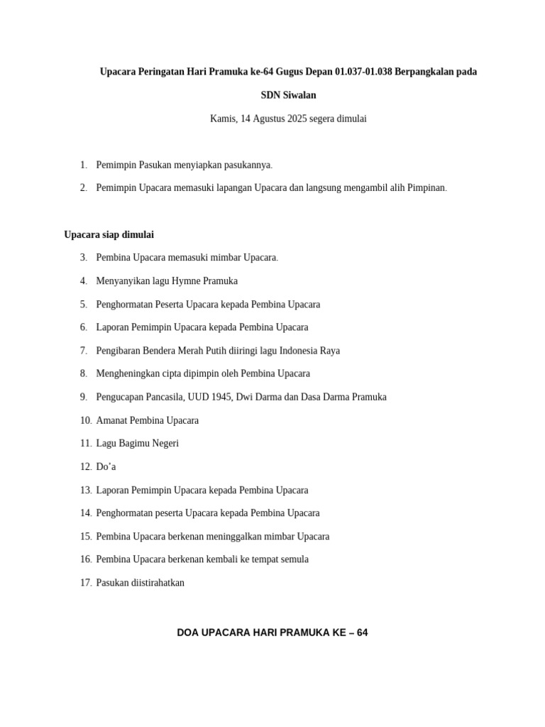 Teks Upacara Hari Pramuka | PDF