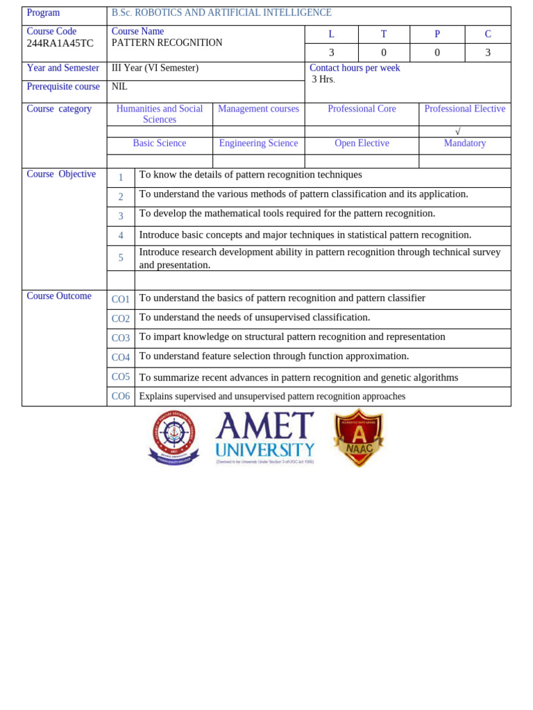 Pattern Recognition - 28 Nov23 | PDF | Pattern Recognition | Statistical Classification