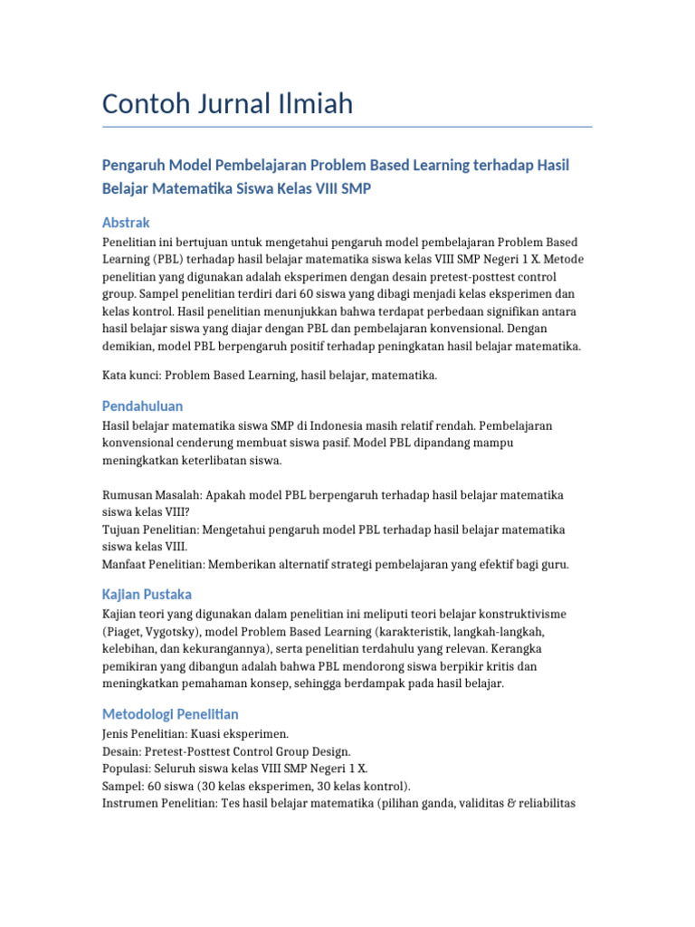 Contoh Jurnal Ilmiah | PDF