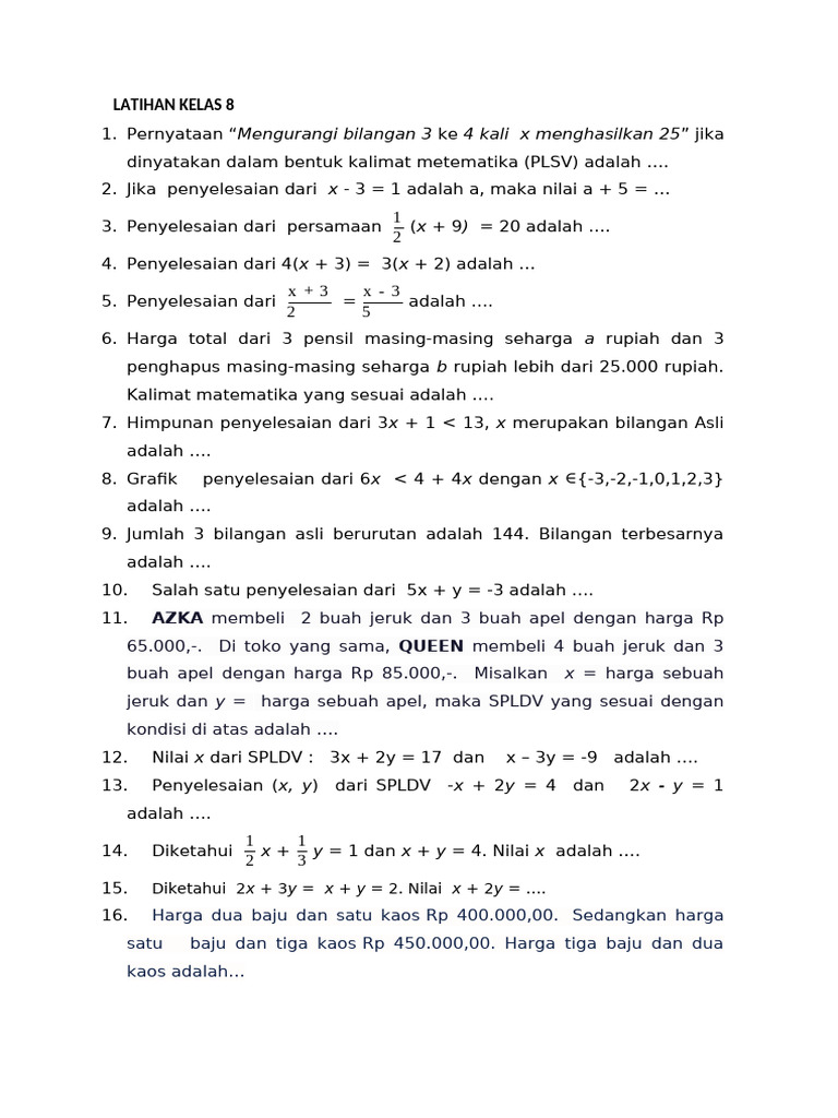 Latihan Asts Ganjil 8 | PDF