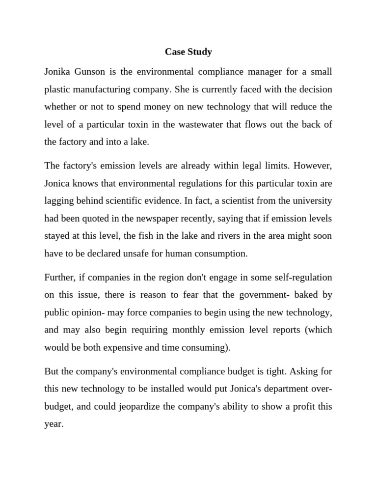 Environmental Compliance Case Study Analysis | PDF