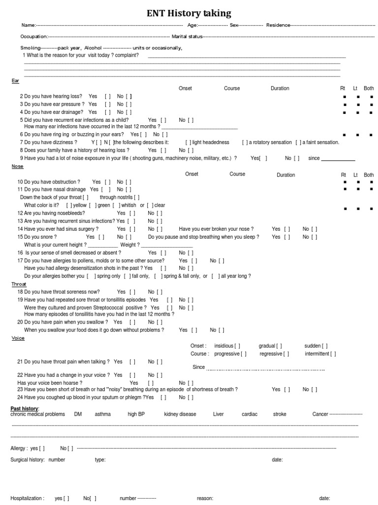 ENT Clerk Sheet | PDF | Constipation | Menstruation