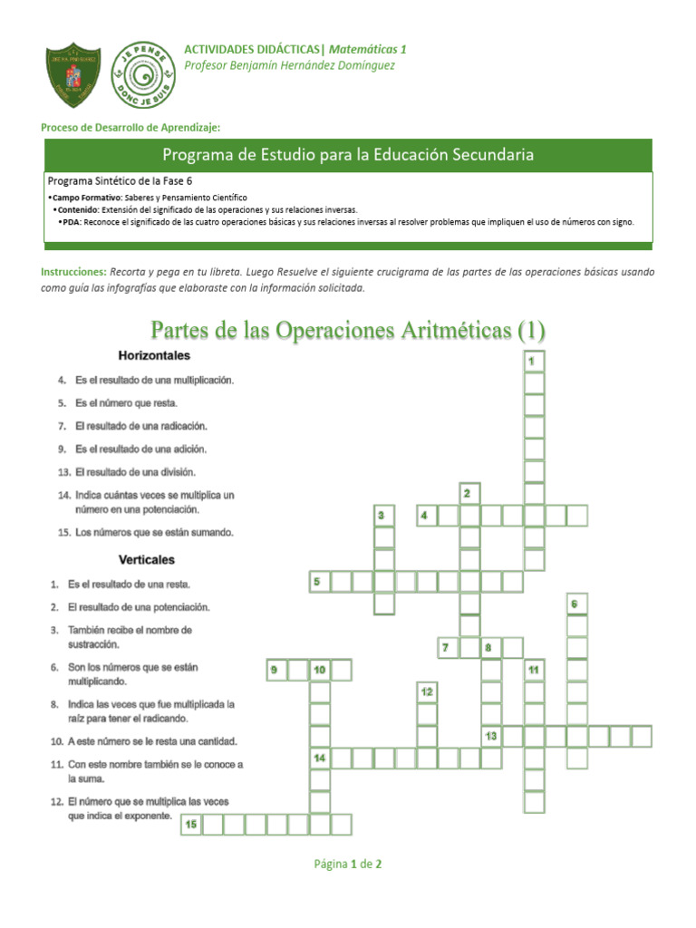 B1 P1 Partes de Las Operaciones Básicas | PDF