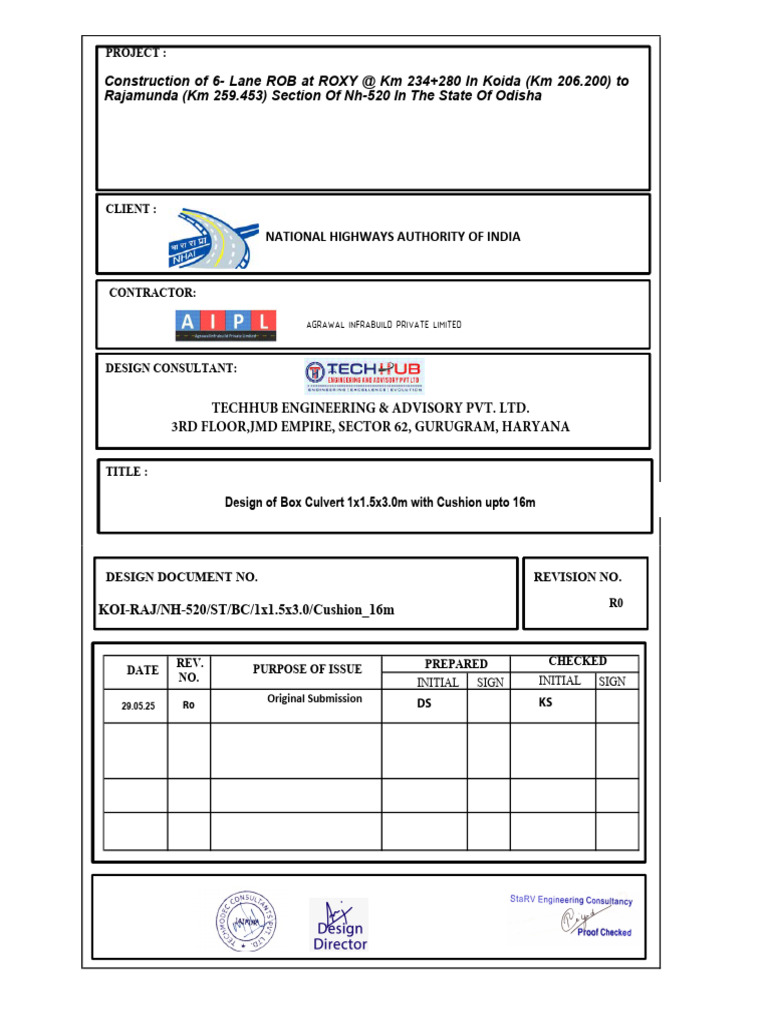 Design of Culvert - 1.5x3 - 16m Fill | PDF | Young's Modulus | Mechanics