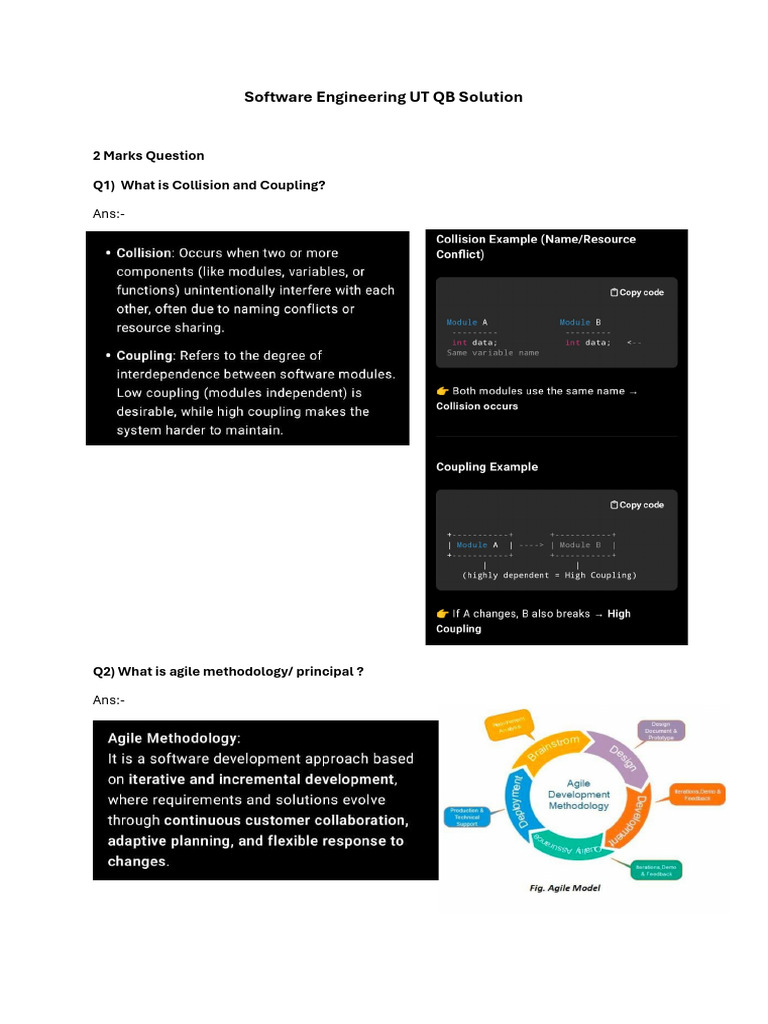 Software Engineering UT QB Solution | PDF | Scrum (Software Development ...