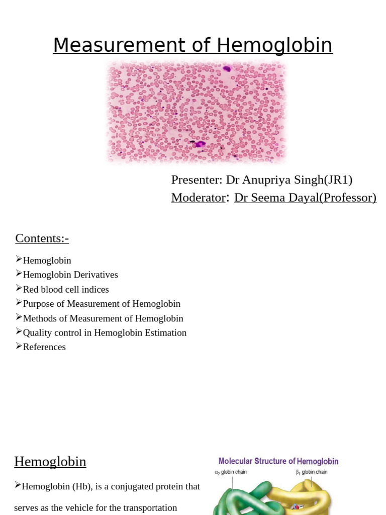 Hemoglobin Measurement Techniques and Standards | PDF | Anemia | Hemoglobin