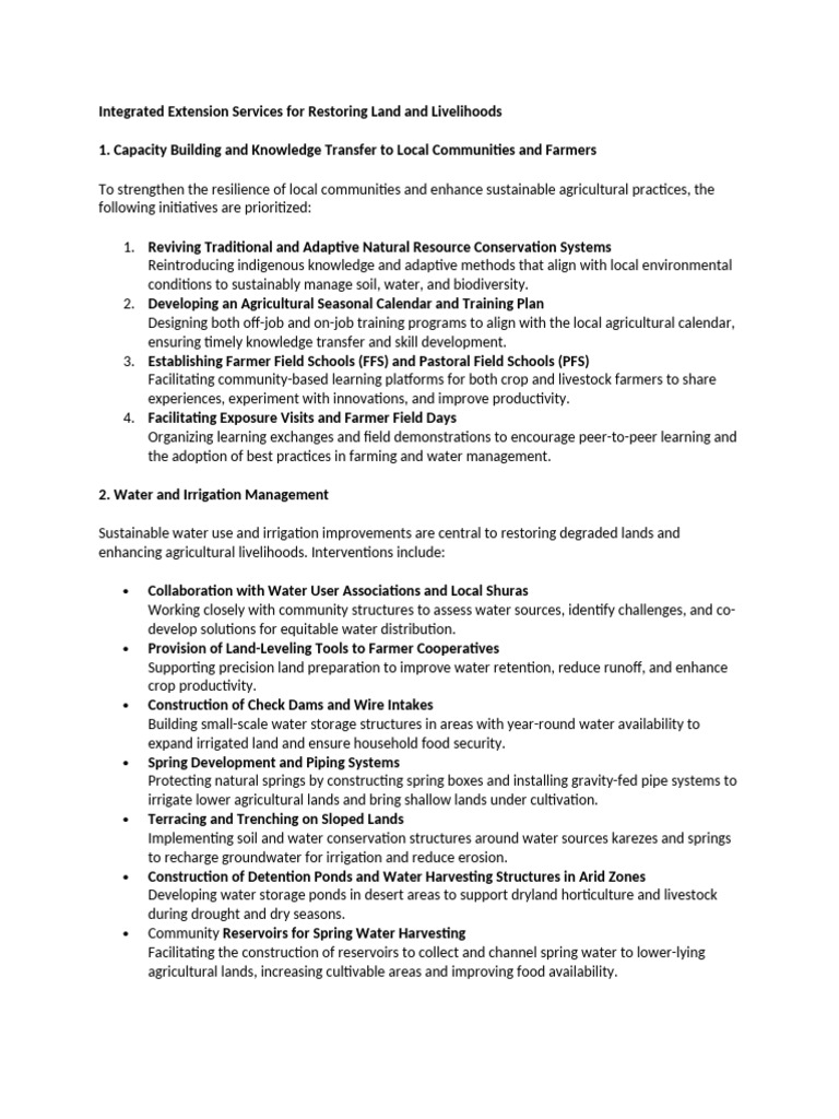 Integrated Extension Services For Restoring Land and Livelihoods | PDF ...
