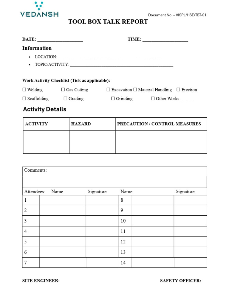 Tool Box Talk Report | PDF