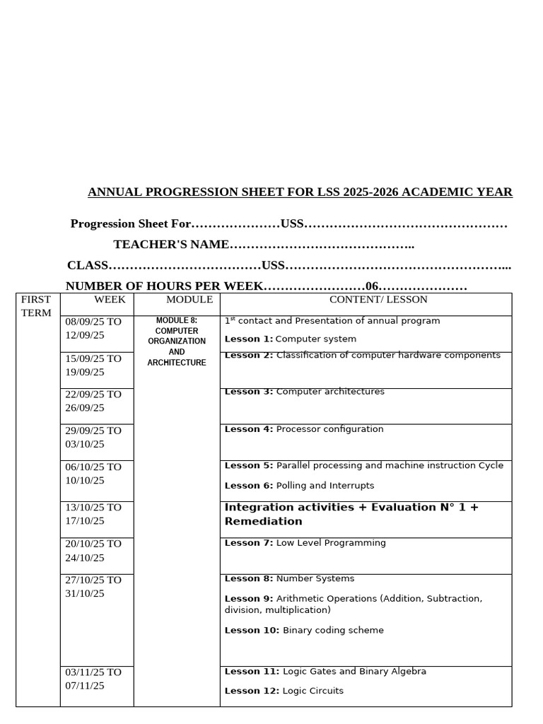LSS 2025-2026 Progression Sheet | PDF | Databases | Relational Model