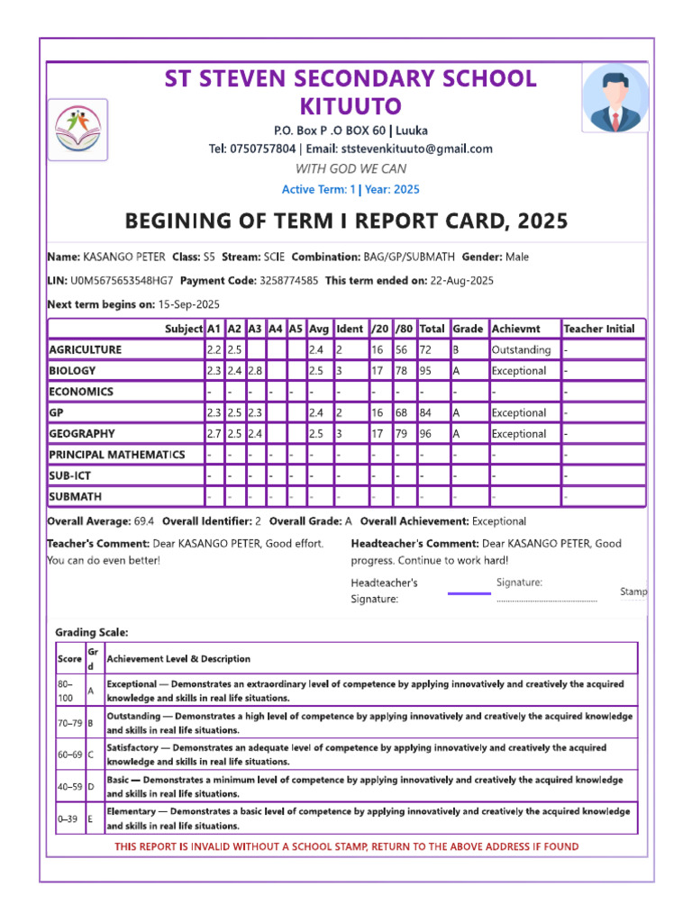 A Level Report Card | PDF