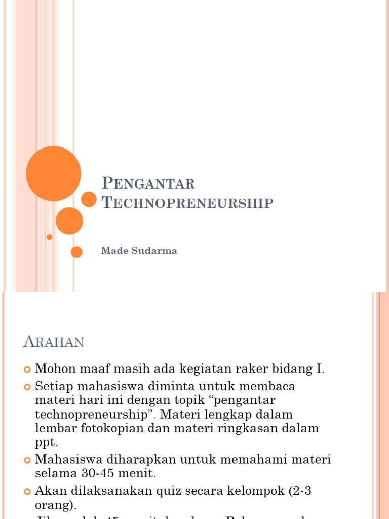 Pengantar Technopreneurship | PDF