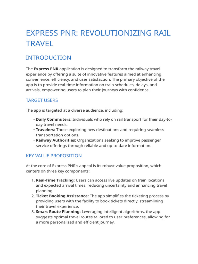 Express PNR - Revolutionizing Rail Travel | PDF | Cloud Computing ...