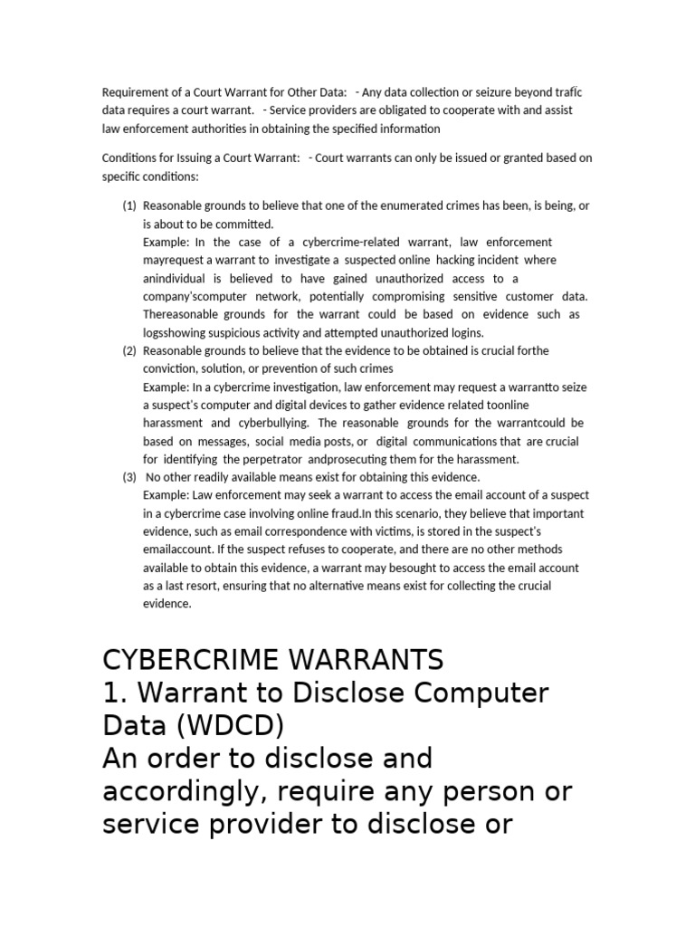 Requirement of A Court Warrant For Other Data | PDF | Search Warrant ...