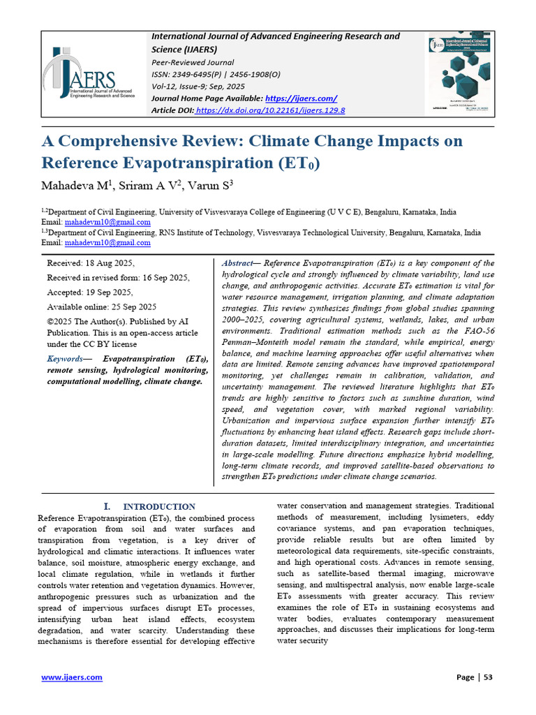 A Comprehensive Review: Climate Change Impacts On Reference ...