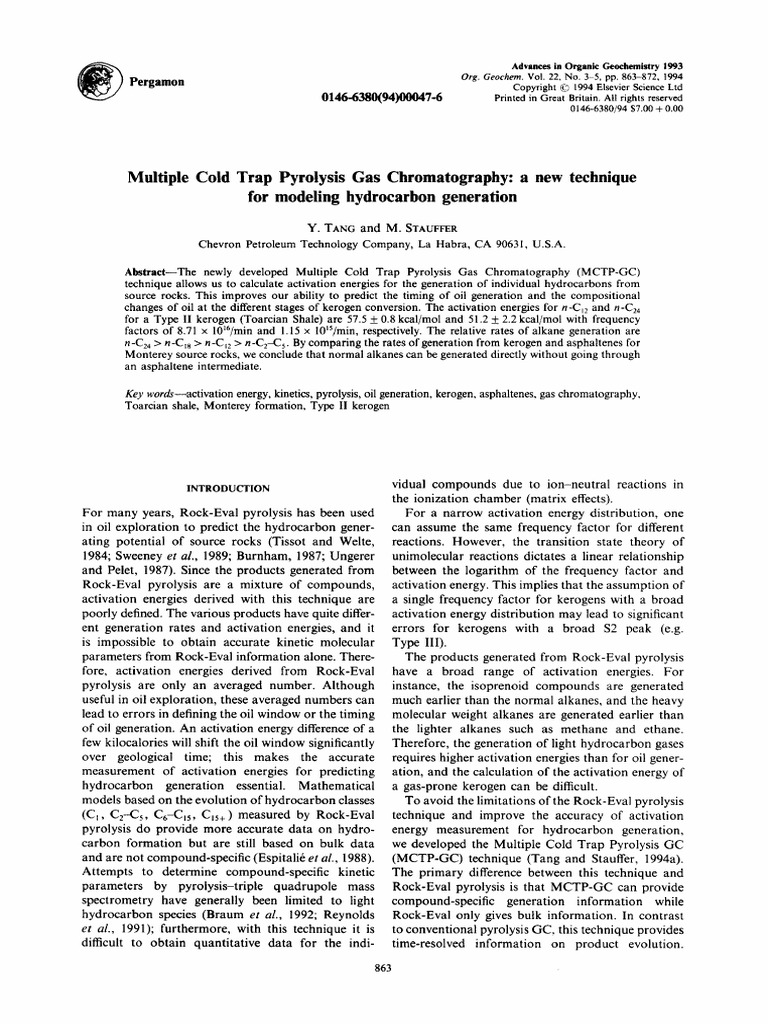 Tang Multiple Cold Trap Pyrolysis GC | PDF | Pyrolysis | Activation Energy