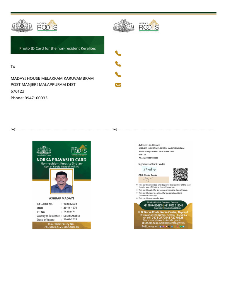 Norka Pravasi Id Card | PDF