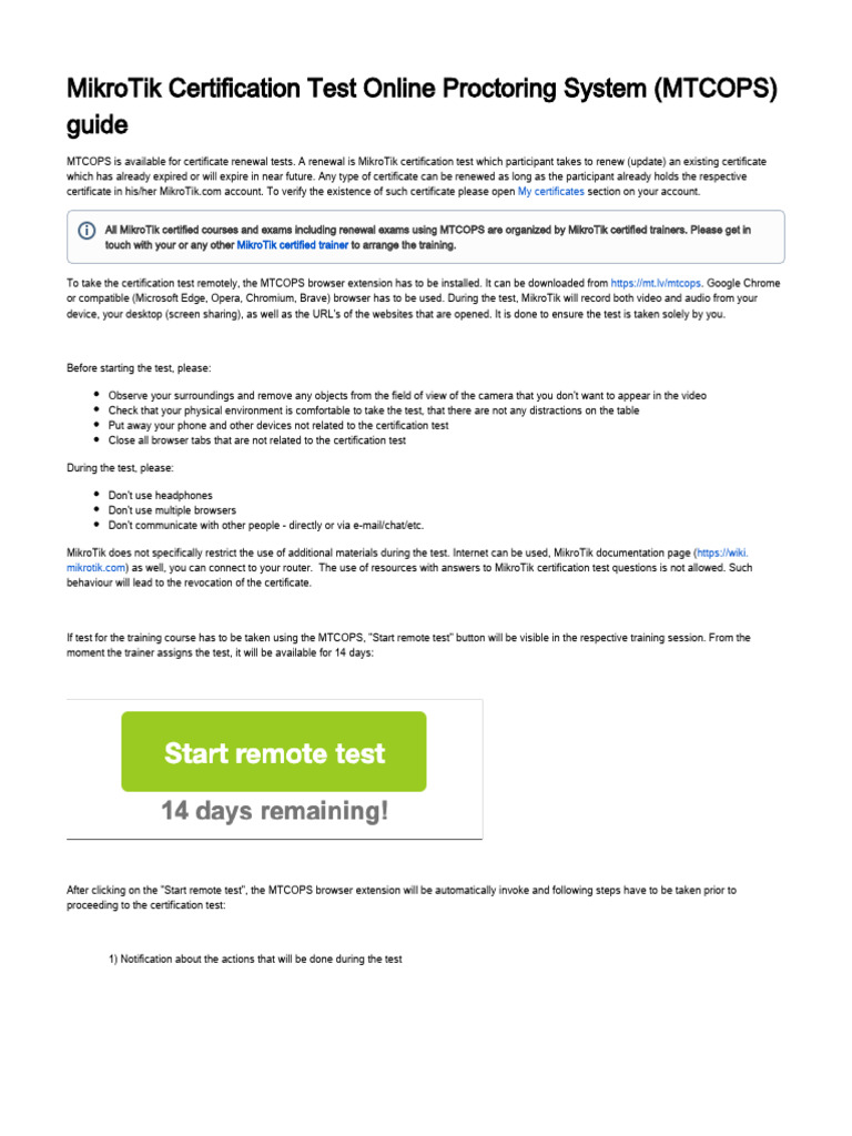 MikroTik MTCOPS Certification Renewal Guide | PDF | Software | Computing